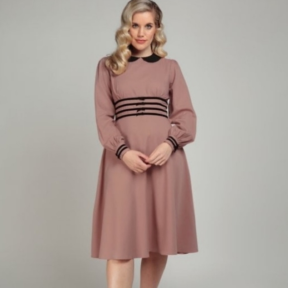 Collectif | Dresses | Collectif Vintage Inspired Retro Mauve And Black ...